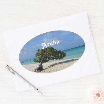 Aruba Divi Divi Tree Oval Sticker | Zazzle