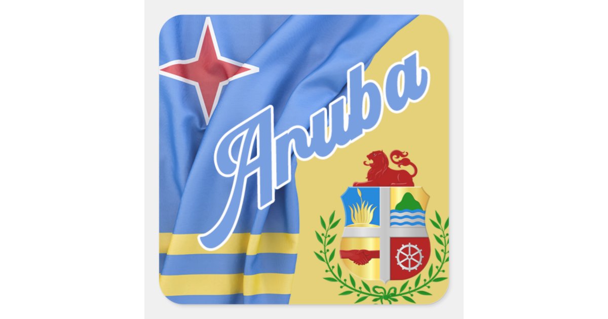 Aruba Flag & Coat Of Arms Square Sticker | Zazzle
