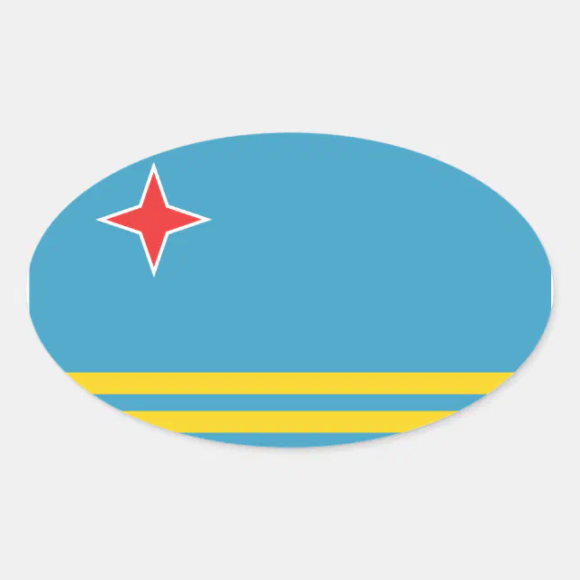 Aruba Flag Oval Sticker | Zazzle