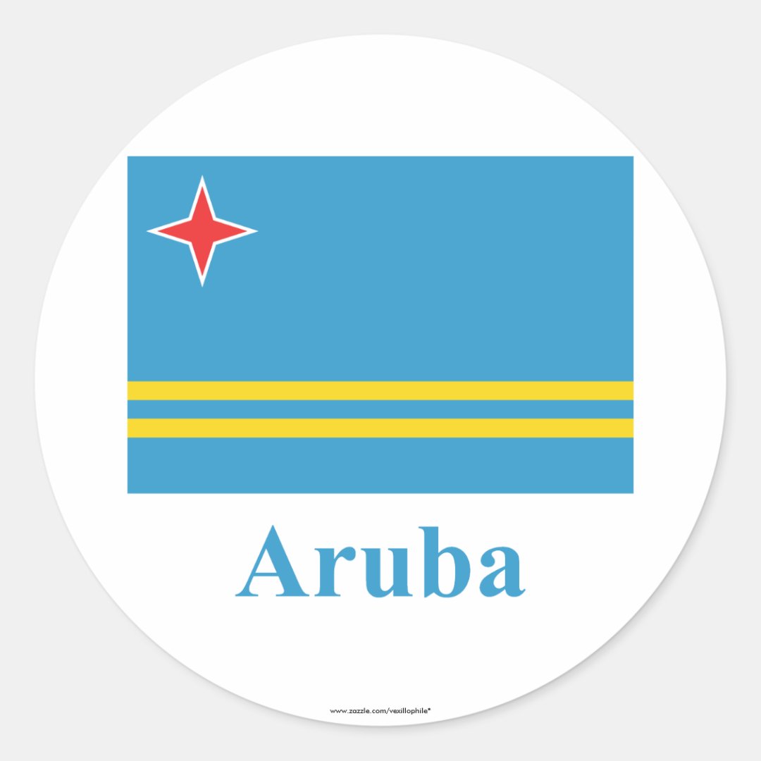 Aruba Flag with Name Classic Round Sticker | Zazzle