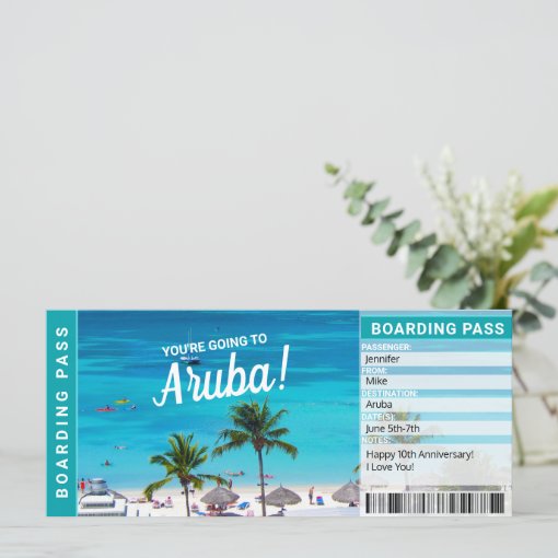 Aruba Surprise Trip Boarding Pass Gift Ticket | Zazzle