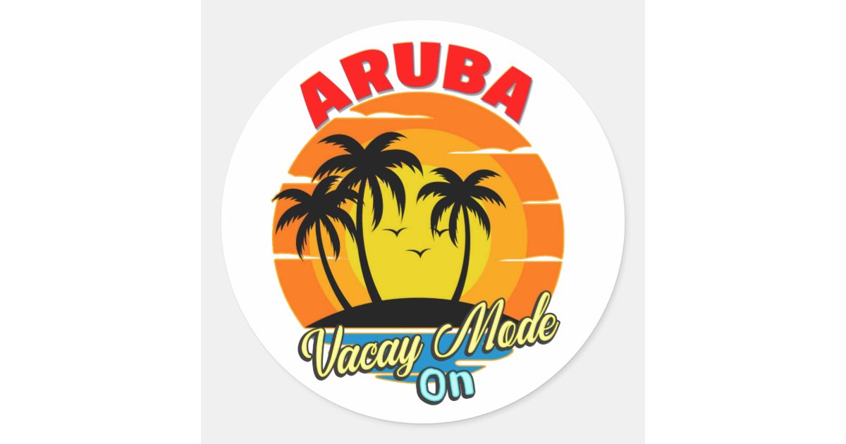 Aruba Vacay Mode On Family Group Matching Travel Classic Round Sticker ...