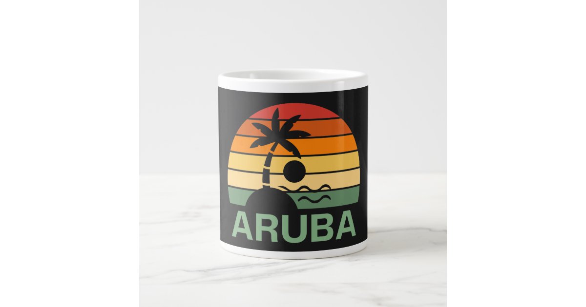 Aruba Vintage Palm Trees Summer Beach Giant Coffee Mug | Zazzle