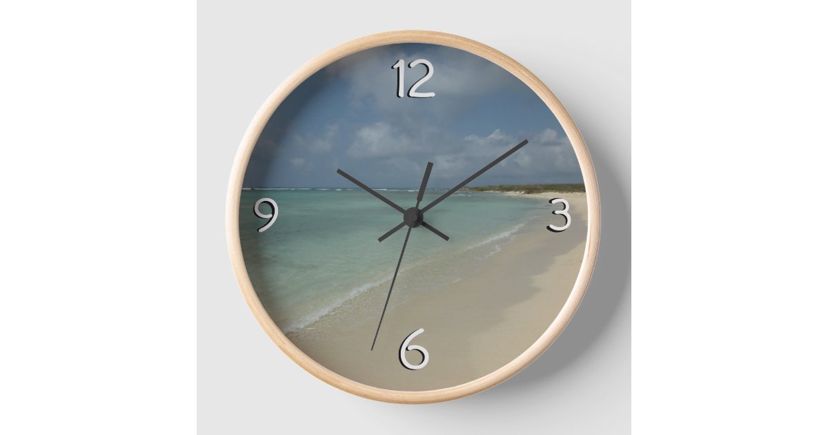 Aruban Beach II Beautiful Nature Scene Clock | Zazzle