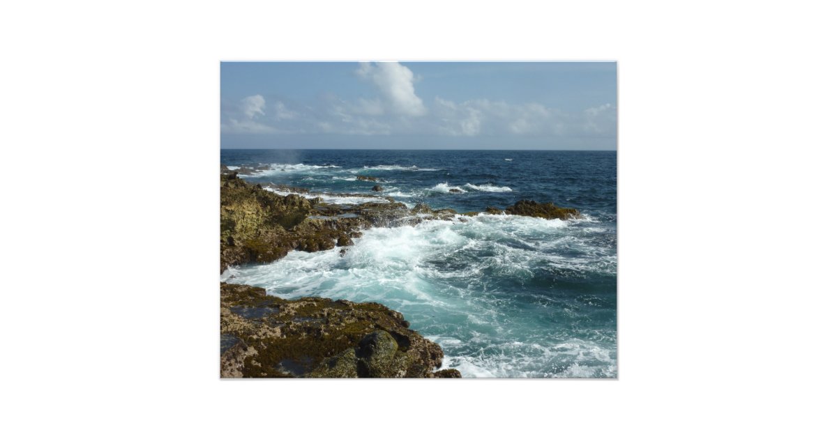 Aruba's Rocky Coast and Blue Ocean Photo Print | Zazzle