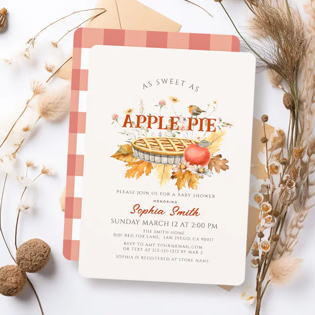 As Sweet As Apple Pie Autumn Leaves Baby Shower Invitation | Zazzle