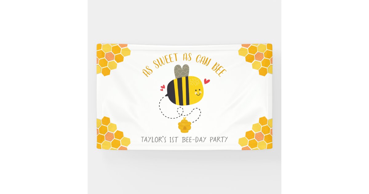 As Sweet As Can Bee Cute Kawaii Child Birthday Banner | Zazzle