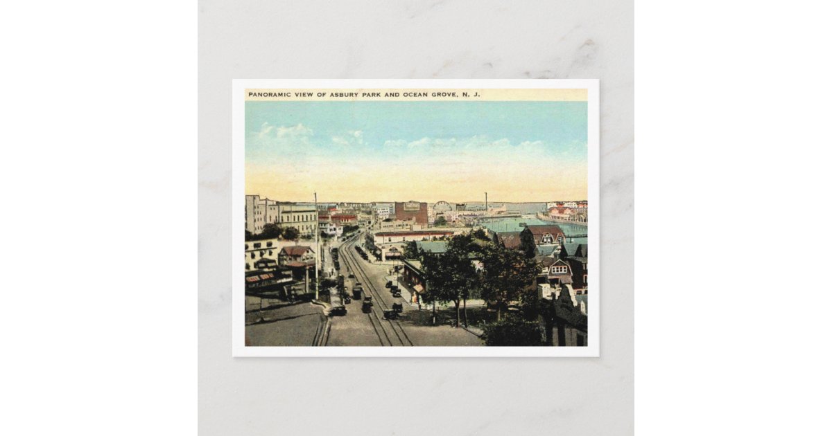 Asbury Park, Ocean Grove Panorama 1928 Vintage Postcard | Zazzle
