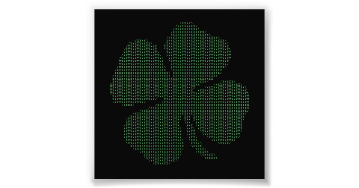 Ascii Art Shamrock Four Leaf Clover Photo Print | Zazzle