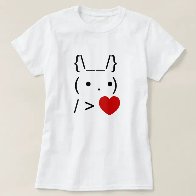 ASCII Text Art Bunny Rabbit Give Heart T-Shirt | Zazzle