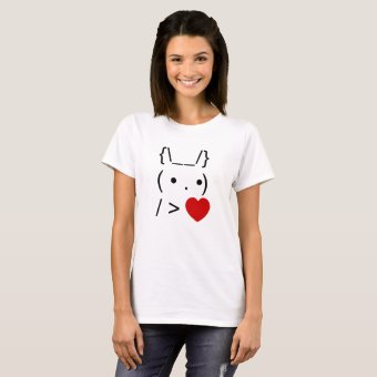 ASCII Text Art Bunny Rabbit Give Heart T-Shirt | Zazzle