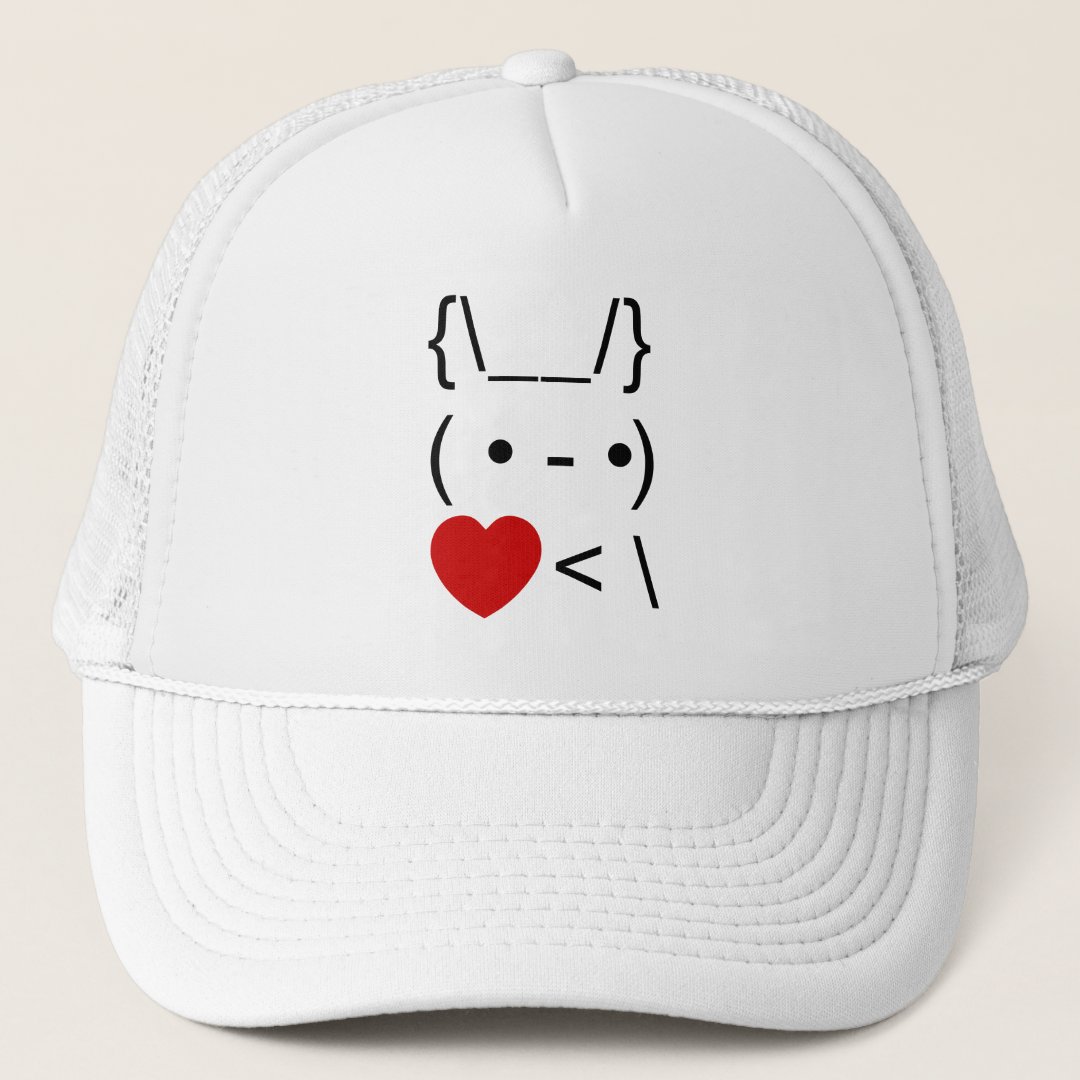 ASCII Text Art Bunny Rabbit Take Heart Back Trucker Hat | Zazzle