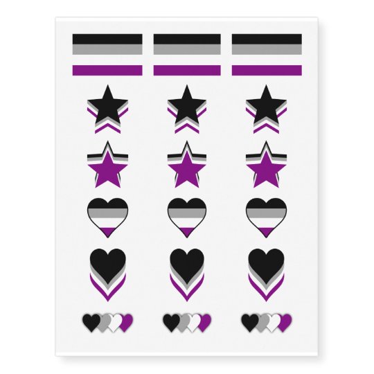 Asexuality Pride Flags Temporary Tattoos