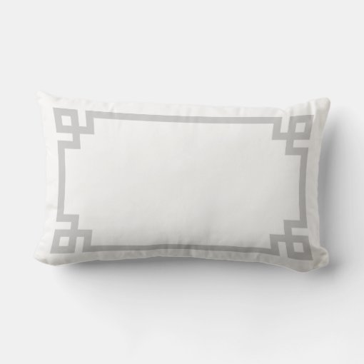 ASG Gray Greek Key Script Monogram Lumbar Pillow | Zazzle
