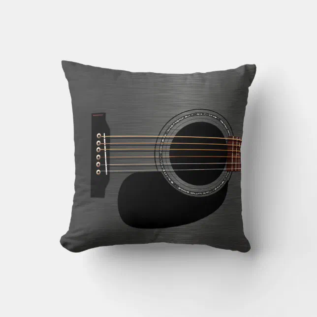 Ash Black Acoustic Guitar Throw Pillow | Zazzle