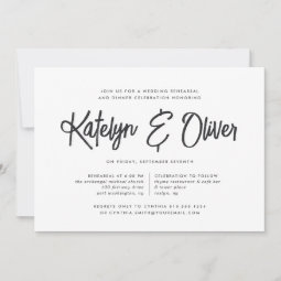 Ash Black | Modern Signature Rehearsal Dinner Invitation | Zazzle