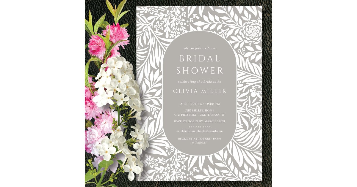 Ash Leaf Floral Bridal Shower Invitation | Zazzle