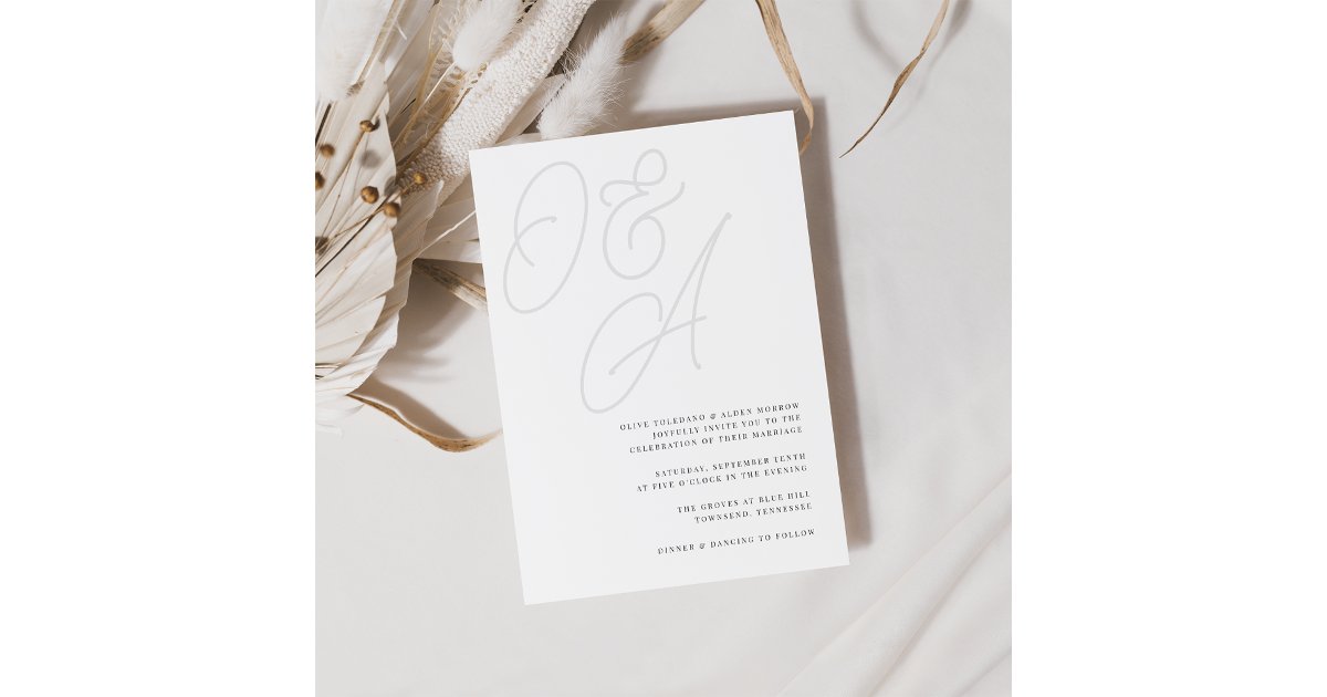 Ash | Script Watermark Monogram Wedding Invitation | Zazzle