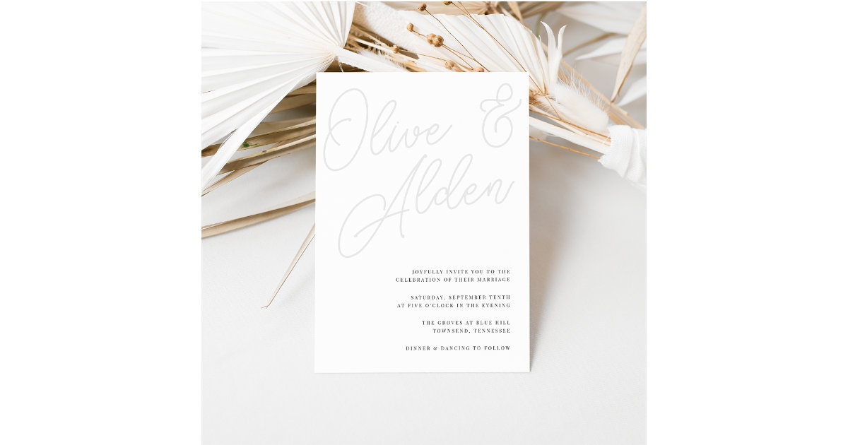 Ash | Script Watermark Wedding Invitation | Zazzle