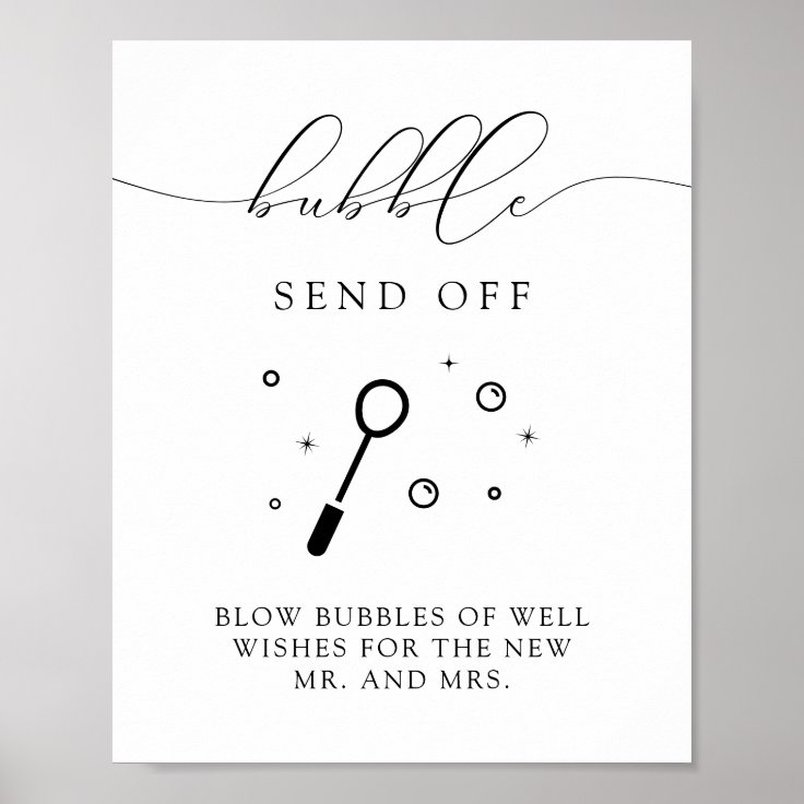ASHER Calligraphy Bubble Send Off Wedding Sign | Zazzle