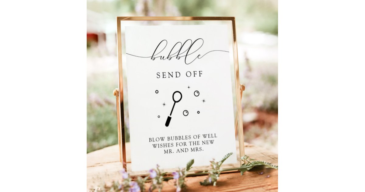 ASHER Calligraphy Bubble Send Off Wedding Sign | Zazzle