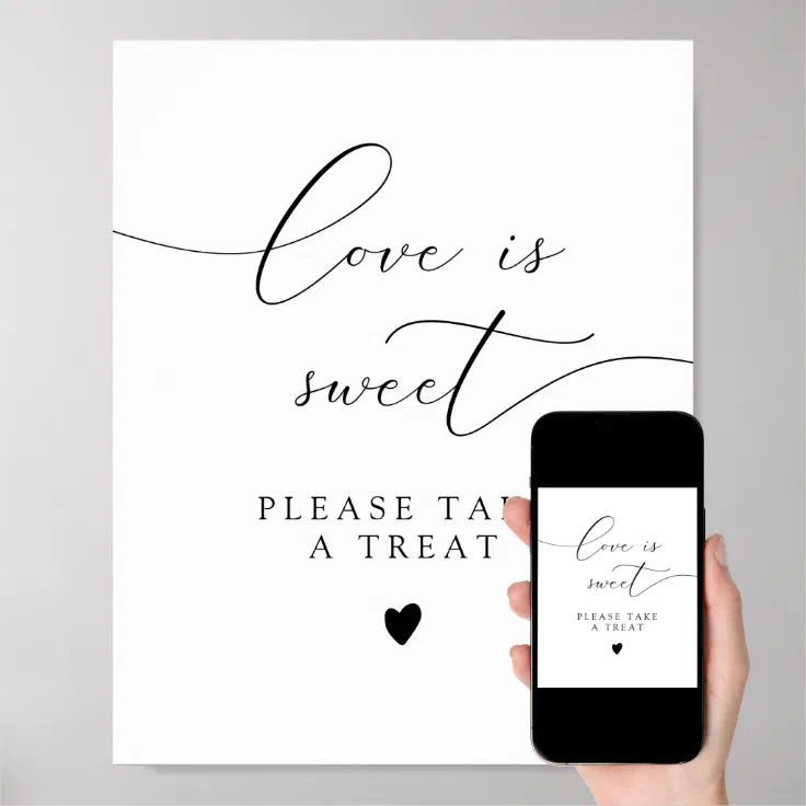 ASHER Calligraphy Love Is Sweet Dessert Table Poster | Zazzle