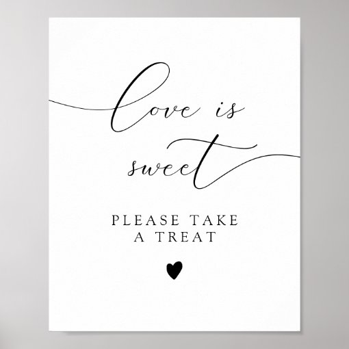 ASHER Calligraphy Love Is Sweet Dessert Table Poster | Zazzle