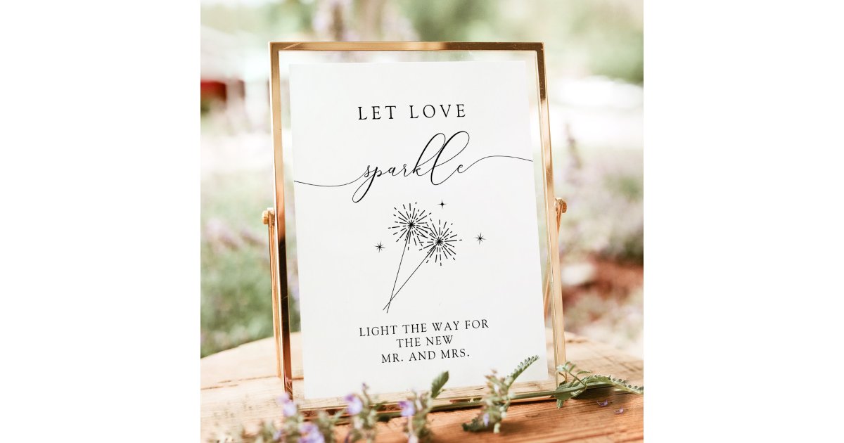 ASHER Calligraphy Wedding Sparkler Send Off Poster | Zazzle