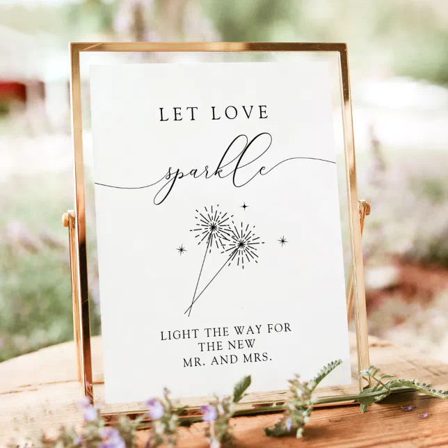 ASHER Calligraphy Wedding Sparkler Send Off Poster | Zazzle