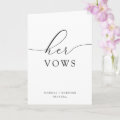 ASHER Elegant Calligraphy Her Wedding Vows Card | Zazzle