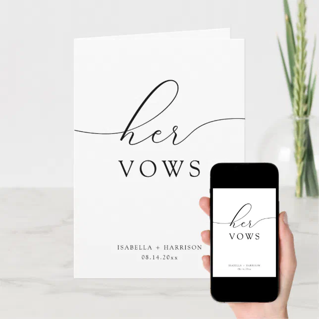 ASHER Elegant Calligraphy Her Wedding Vows Card | Zazzle