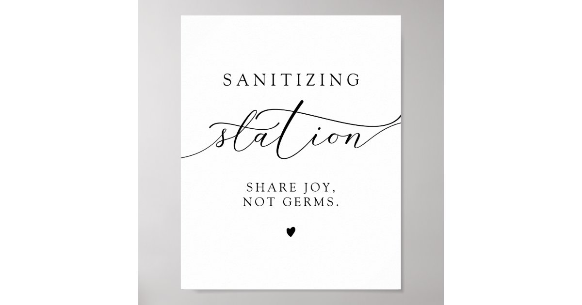 ASHER Elegant Calligraphy Sanitizing Station Sign | Zazzle