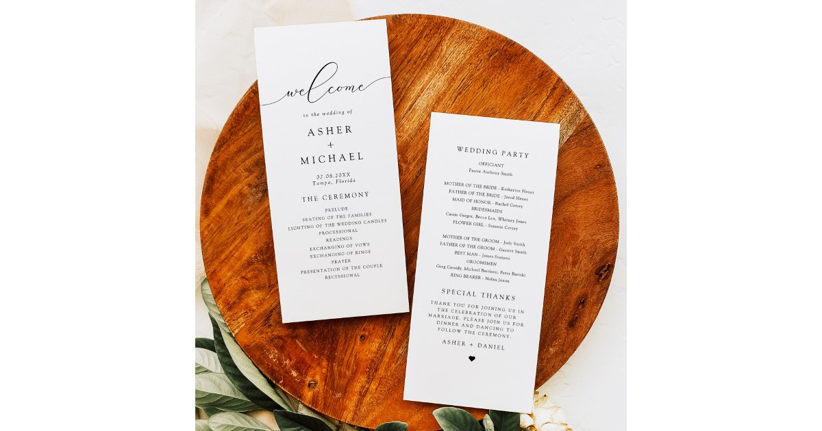 ASHER Elegant Calligraphy Script Wedding Program | Zazzle