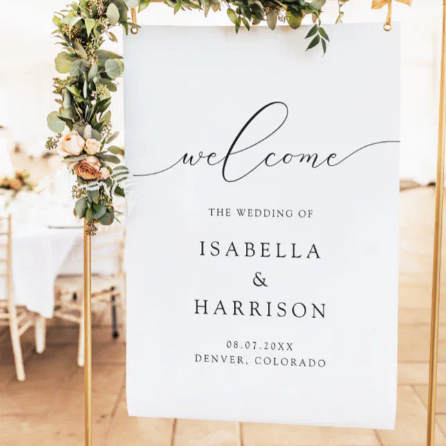 ASHER Elegant Calligraphy Wedding Welcome Foam Board | Zazzle