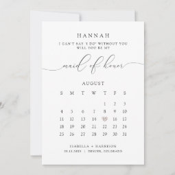 ASHER Modern Script Calendar Maid Honor Proposal I Invitation | Zazzle