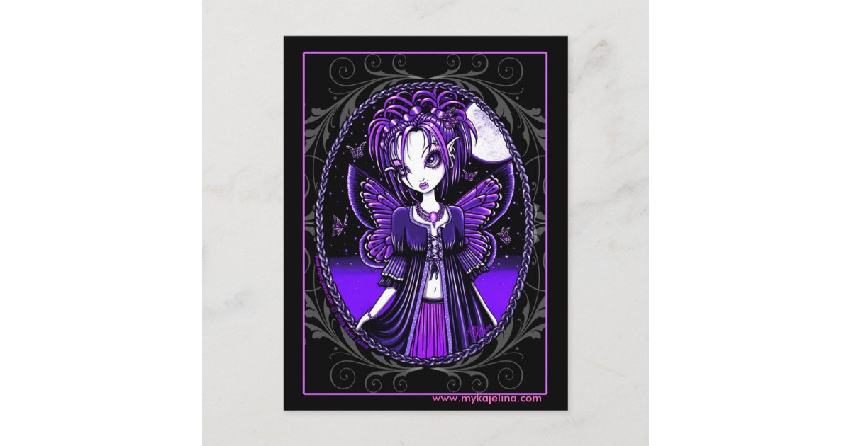"Ashly" Purple Butterfly Moon Fairy Postcard | Zazzle