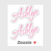 Ashlyn Decorative Name in Pink x2 Sticker | Zazzle