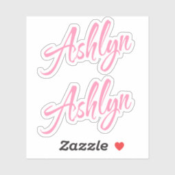 Ashlyn Decorative Name in Pink x2 Sticker | Zazzle