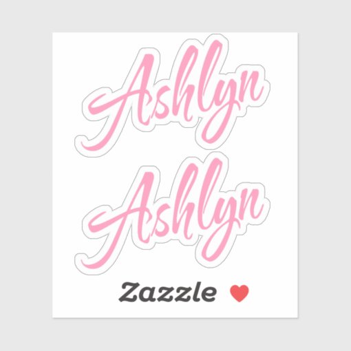 Ashlyn Decorative Name in Pink x2 Sticker | Zazzle