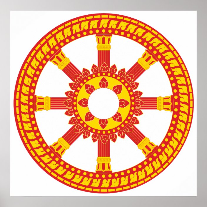 Ashtamangala Symbol Dharmachakra Wheel of Dharma Poster | Zazzle.com