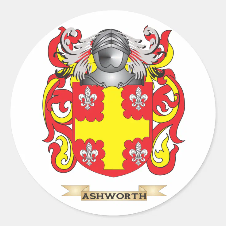 Ashworth Coat of Arms (Family Crest) Classic Round Sticker | Zazzle