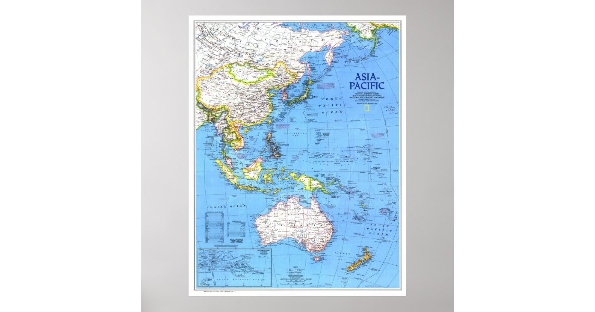 " Asia: 1989 - Detailed PACIFIC map ... Poster | Zazzle