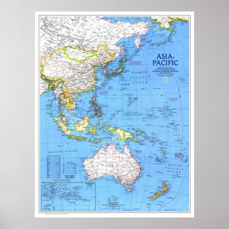 " Asia: 1989 - Detailed PACIFIC map ... Poster | Zazzle