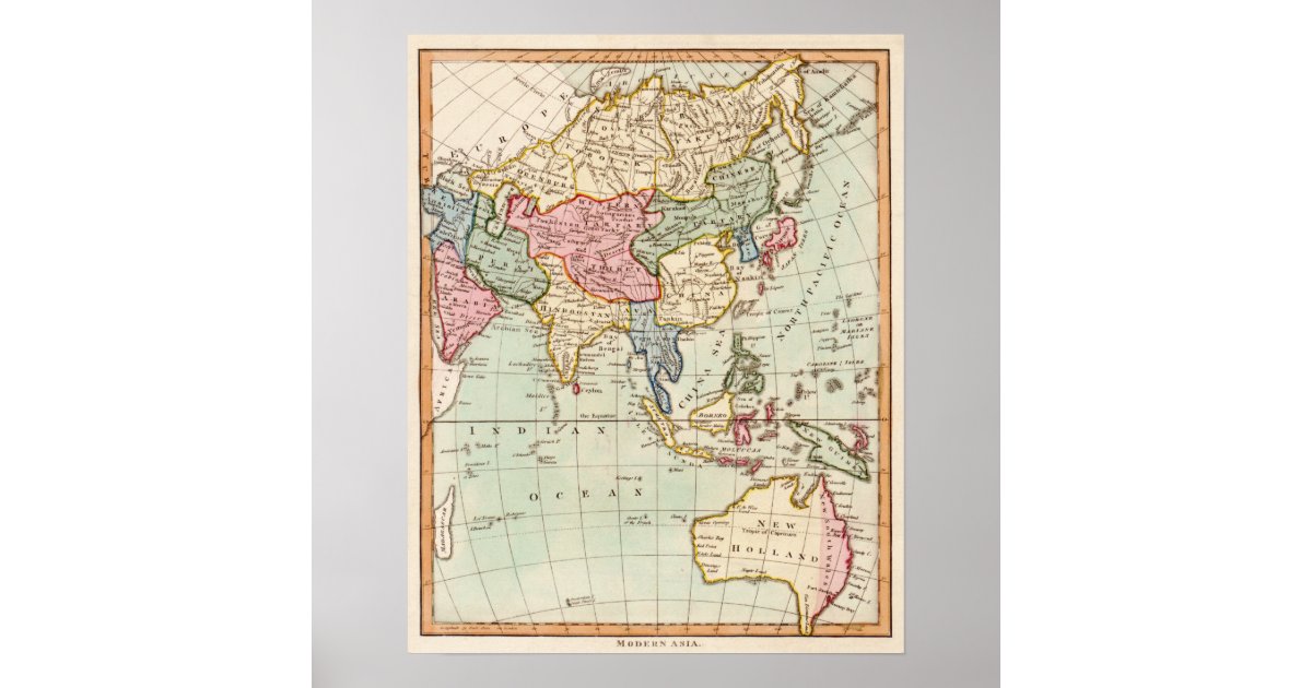 Asia and AustraliaPanoramic Map Poster | Zazzle