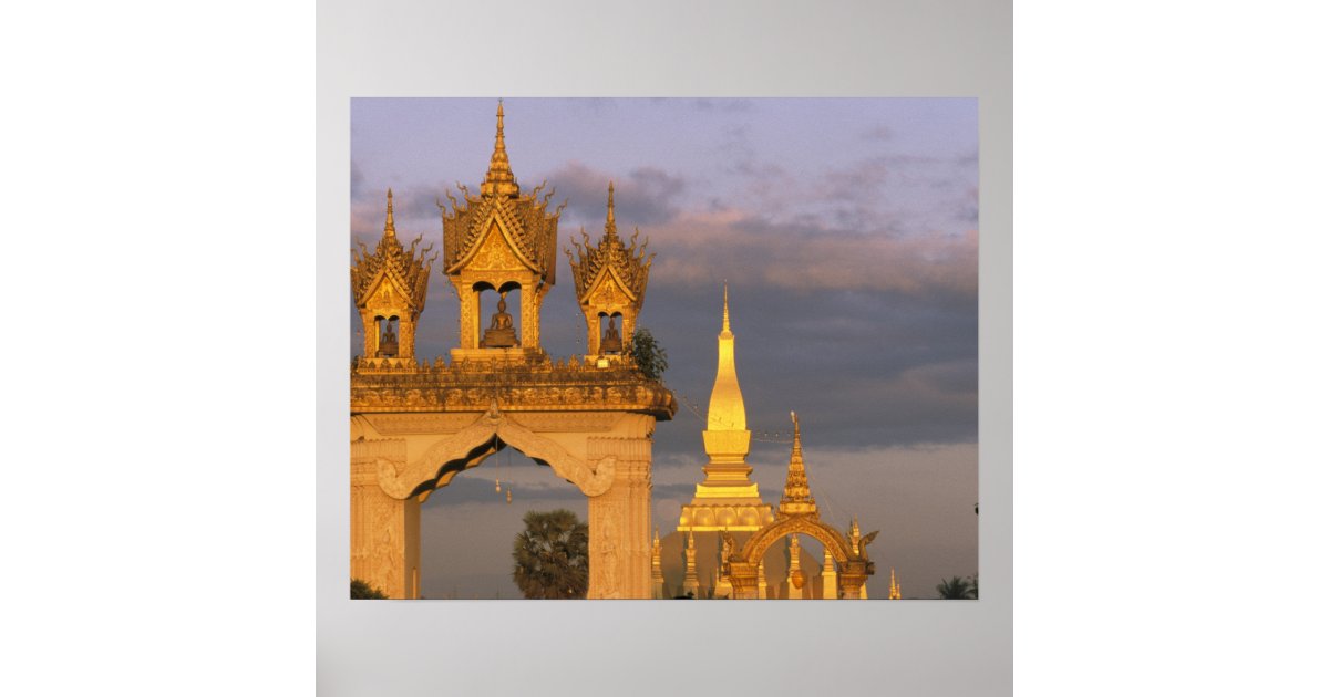 Asia, Laos, Vientiane. That Luang Temple. Poster | Zazzle
