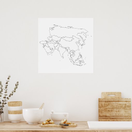 Asia Map Outline Poster | Zazzle