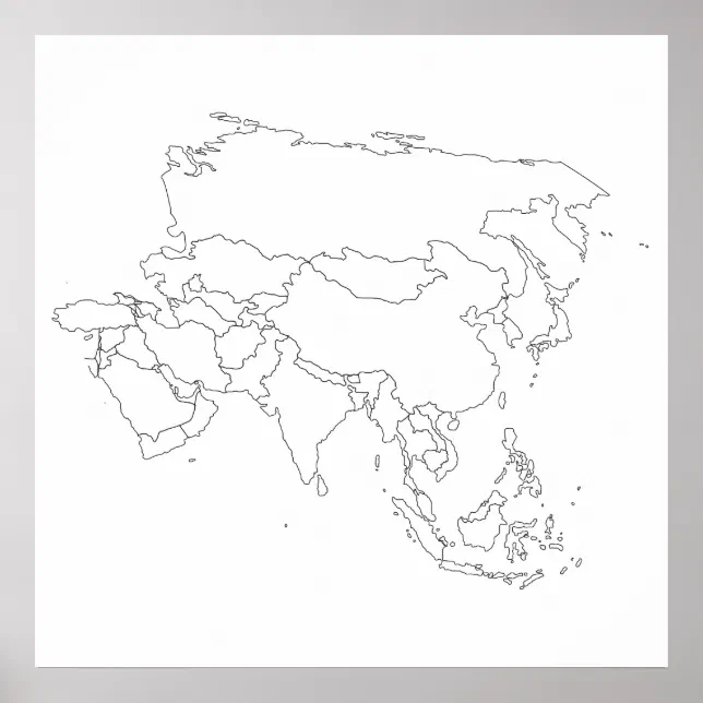 Asia Map Outline Poster | Zazzle