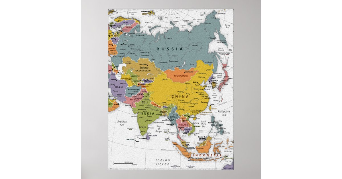 Asia Map Poster | Zazzle