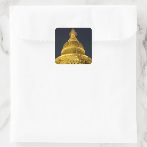 Asia, Mayanmar, Yangon, Buddhist temple in Square Sticker | Zazzle