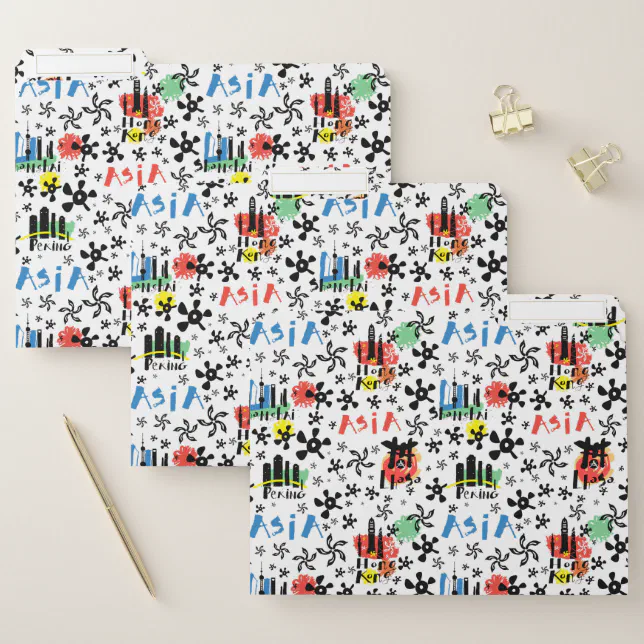 Asia | Symbols Pattern File Folder | Zazzle